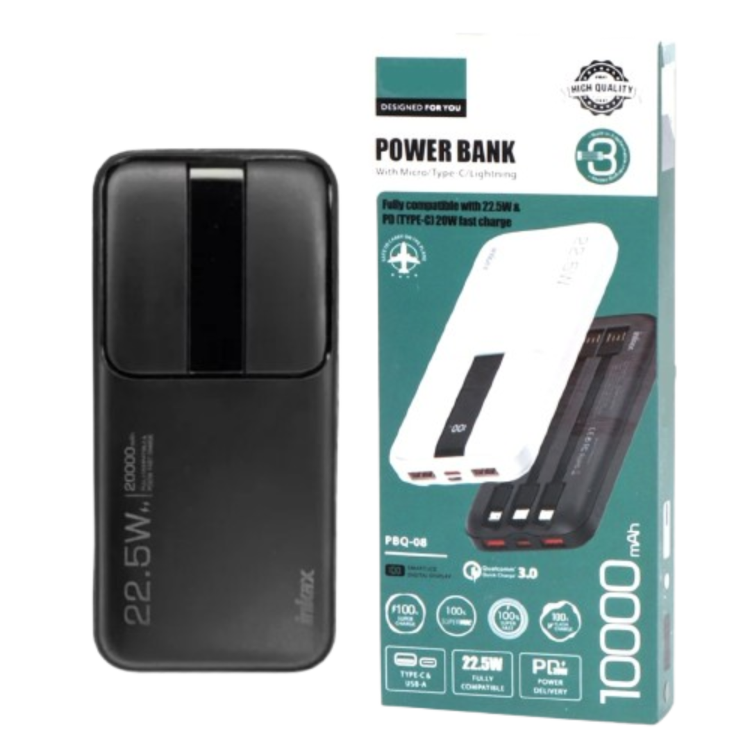 Power Bank Inkax PBQ-08 Negro de 10000mAh | ProNet Tecnología
