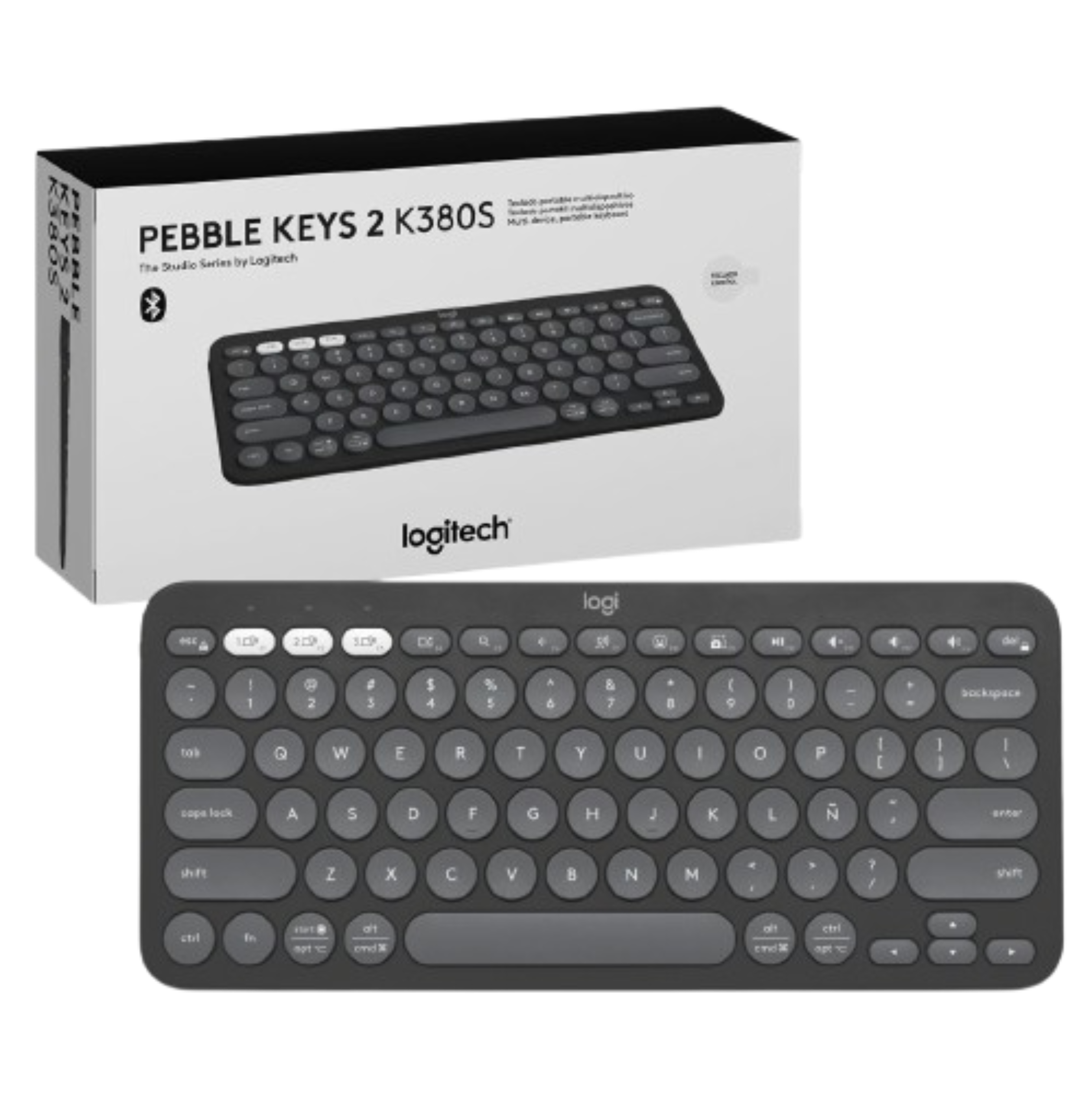 Teclado Logitech K380S Pebble Keys 2 Bluetooth Grafito | ProNet Tecnología